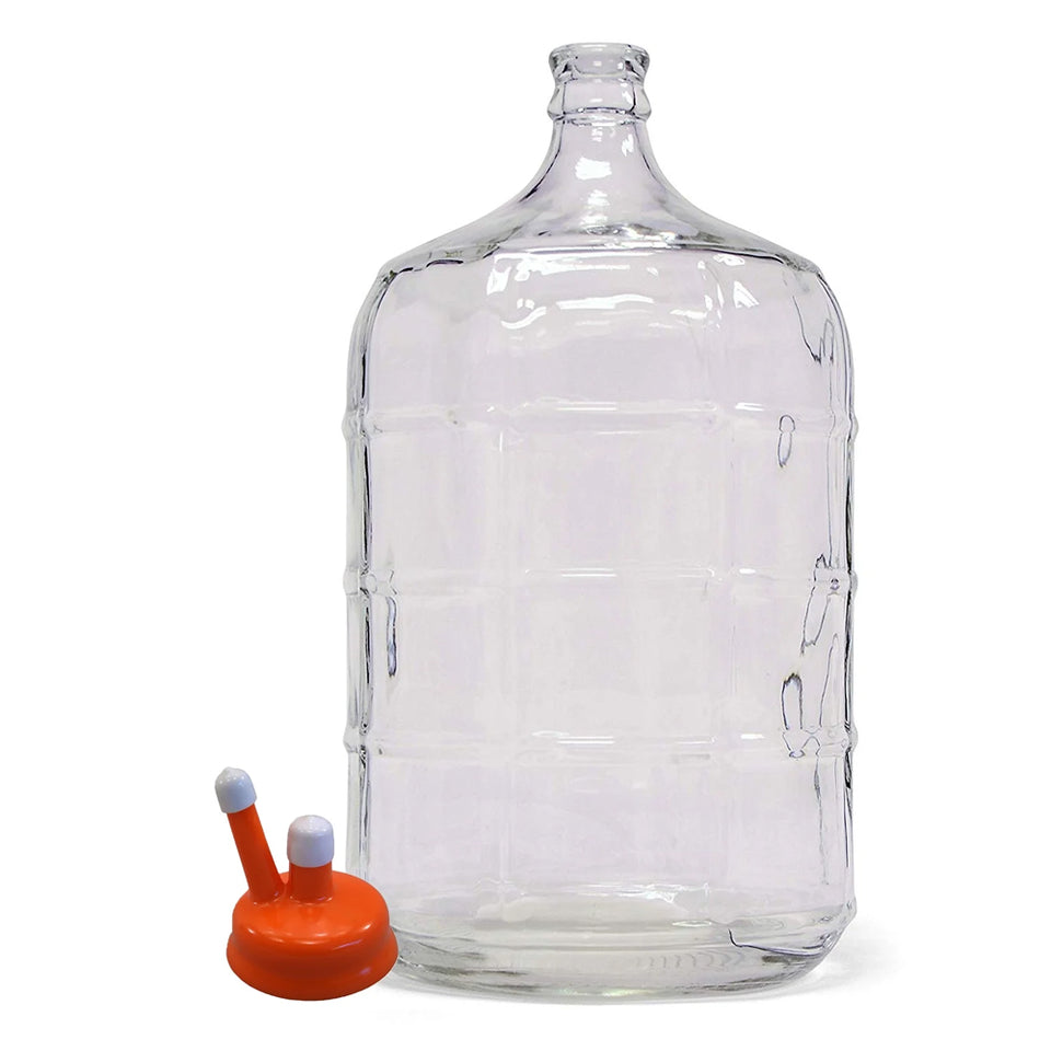 5 Gallon Glass Carboy Fermenter with Rubber Vent Cap & Airlock for sale ...